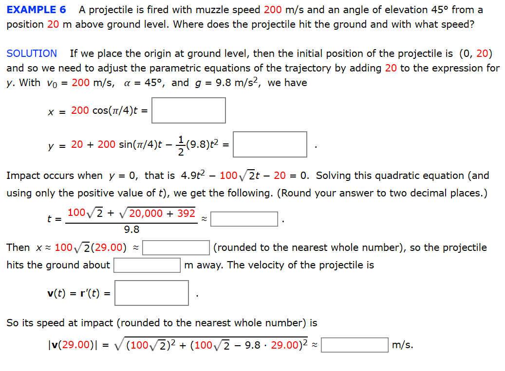Solved EXAMPLE 6 A projectile is fired with muzzle speed 200 | Chegg.com