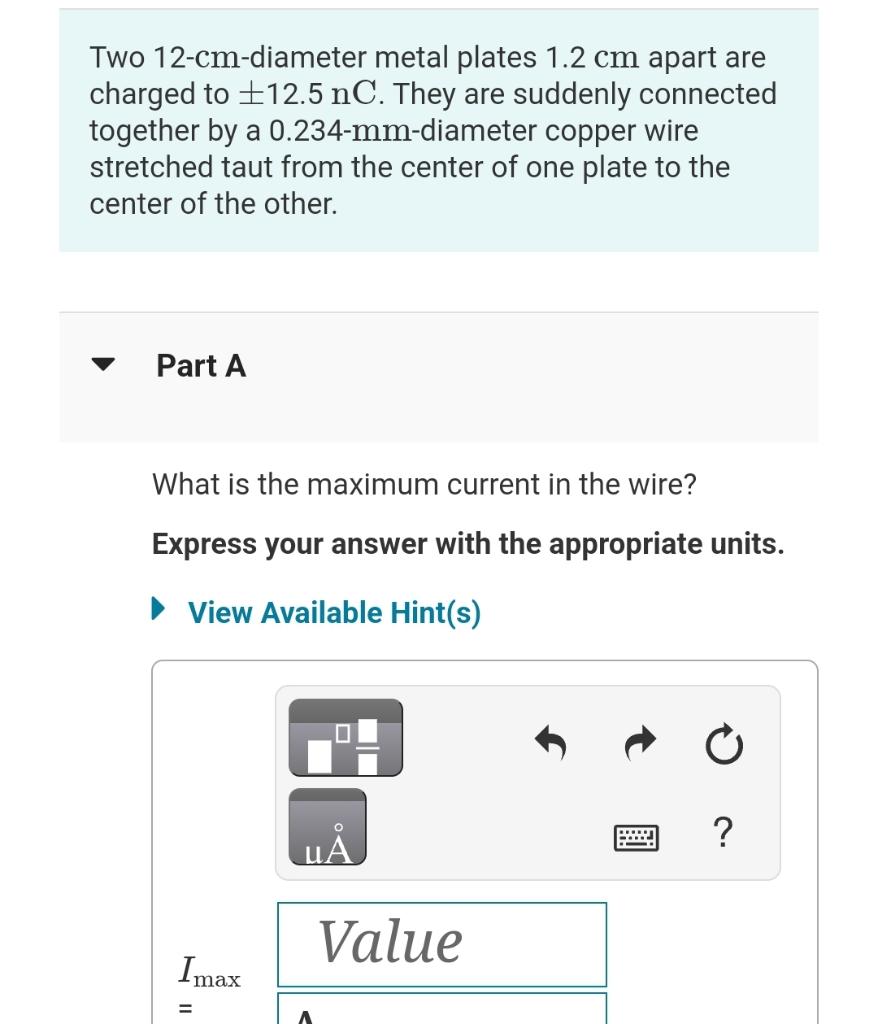 Solved Two 12-cm-diameter metal plates 1.2 cm apart are | Chegg.com