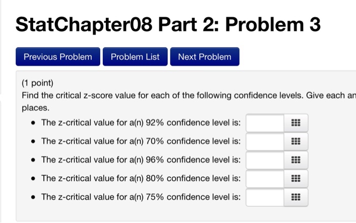 Solved StatChapter08 Part 2: Problem 3 Previous Problem | Chegg.com
