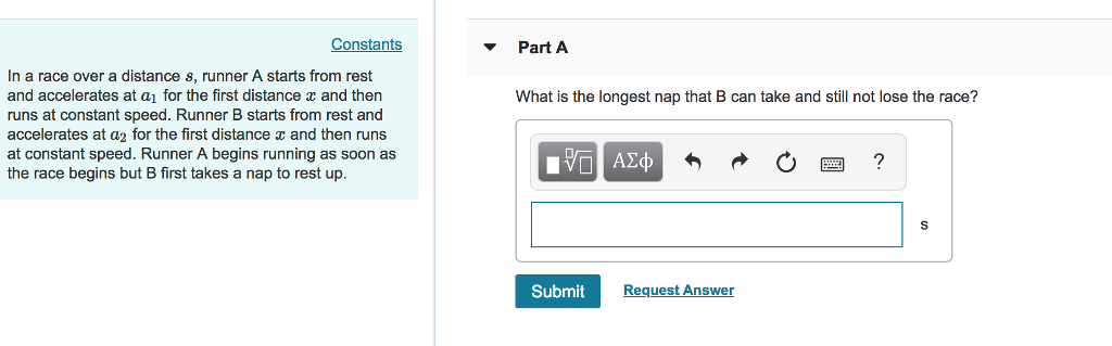 Solved In a race over a distance s, runner A starts from | Chegg.com