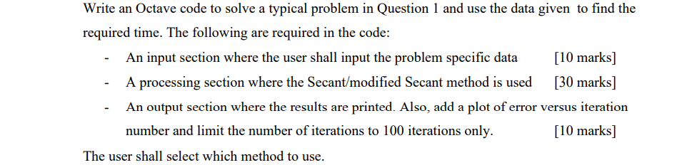 Write an Octave code to solve a typical problem in | Chegg.com