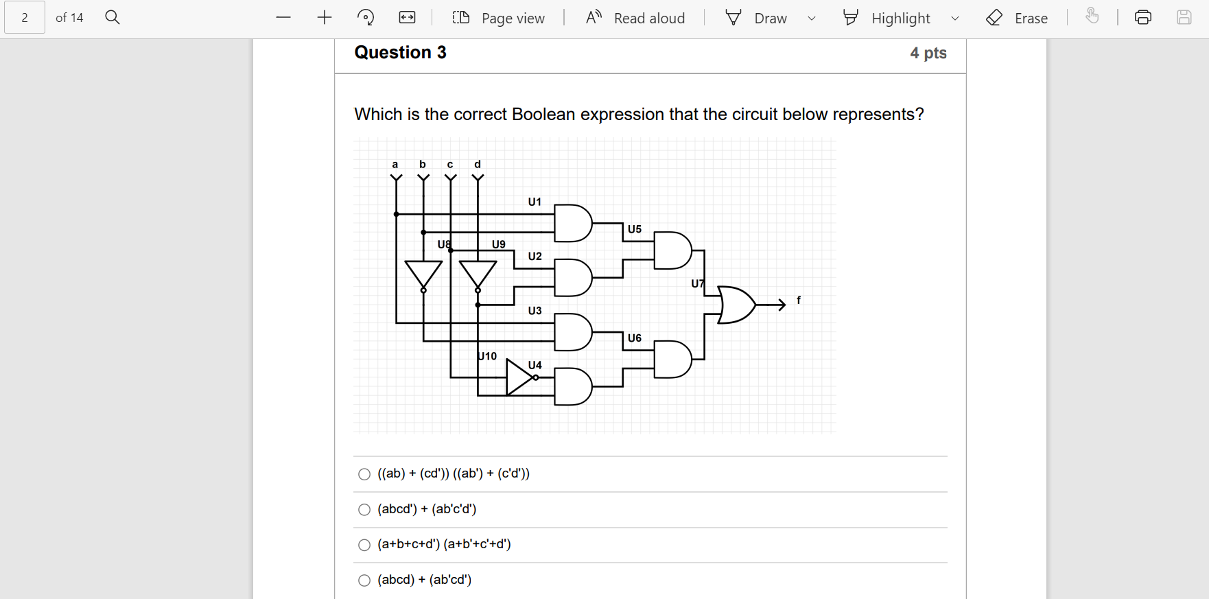 Solved 2. of 14 a - + CD Page view AW Read aloud ♡ Draw | Chegg.com