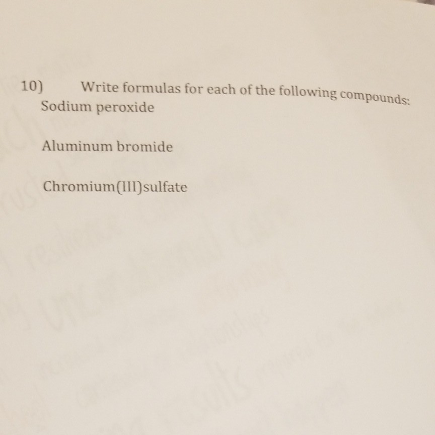 Solved Write formulas for each of the following compounds: | Chegg.com