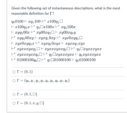 Solved Given the following set of instantaneous | Chegg.com
