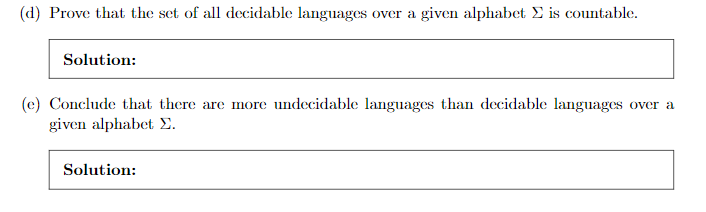Solved (d) Prove that the set of all decidable languages | Chegg.com