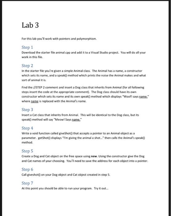 Solved For this lab you'll work with pointers and | Chegg.com