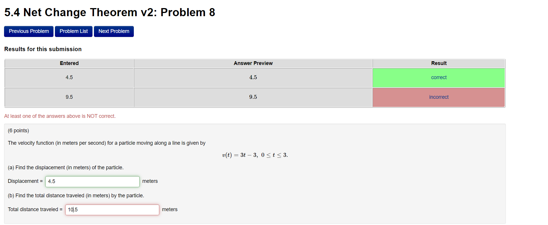 Solved 5.4 Net Change Theorem v2: Problem 8 Previous Problem | Chegg.com