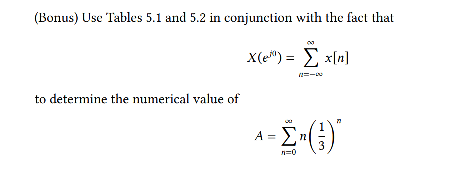 Solved (Bonus) ﻿Use Tables 5.1 ﻿and 5.2 ﻿in conjunction with | Chegg.com
