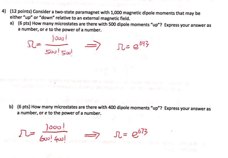 Solved 4) (12 points) Consider a two-state paramagnet with | Chegg.com