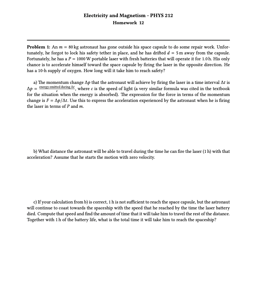 Solved Electricity and Magnetism - PHYS 212 Homework 12 | Chegg.com