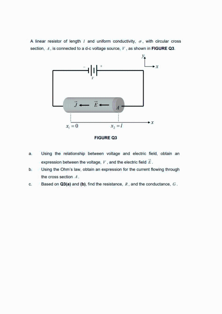 Solved A linear resistor of length 1 and uniform | Chegg.com