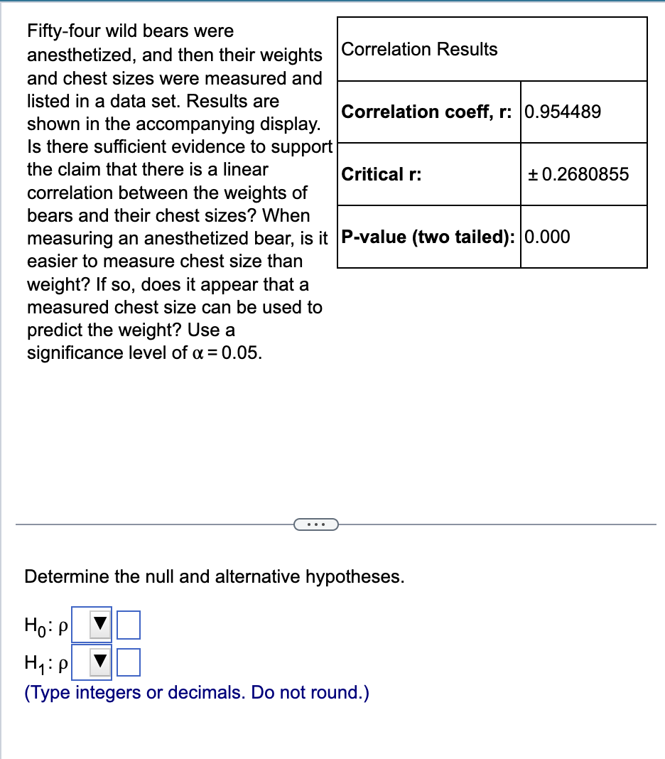 Solved Fifty-four wild bears were anesthetized, and then | Chegg.com