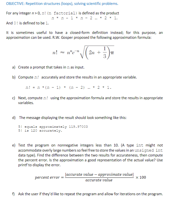 Solved OBJECTIVE: Repetition structures (loops), solving | Chegg.com