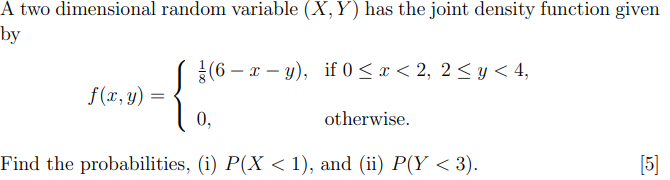 Solved A two dimensional random variable (X,Y) has the joint | Chegg.com