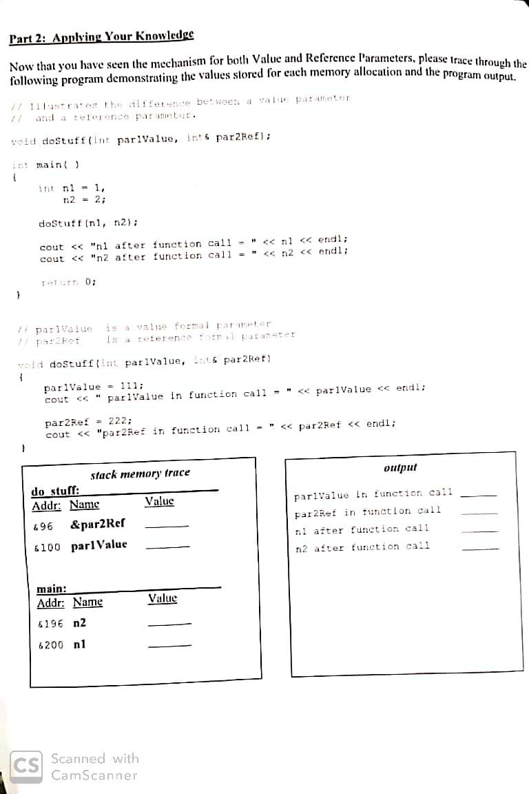 Solved COSC 1336 Name Active Learning Exercise on Reference | Chegg.com