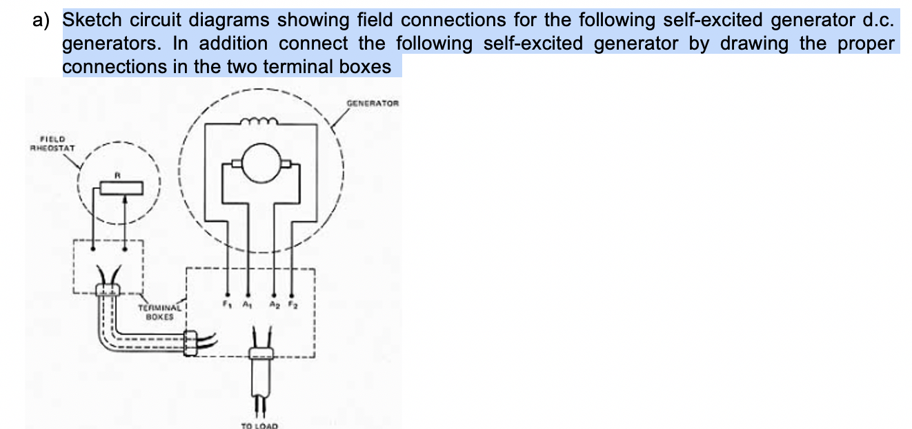 Solved Sketch circuit diagrams showing field connections for | Chegg.com