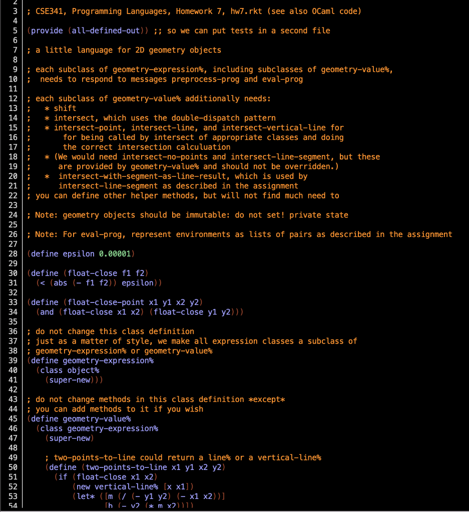 3. Complete the Racket implementation except for | Chegg.com