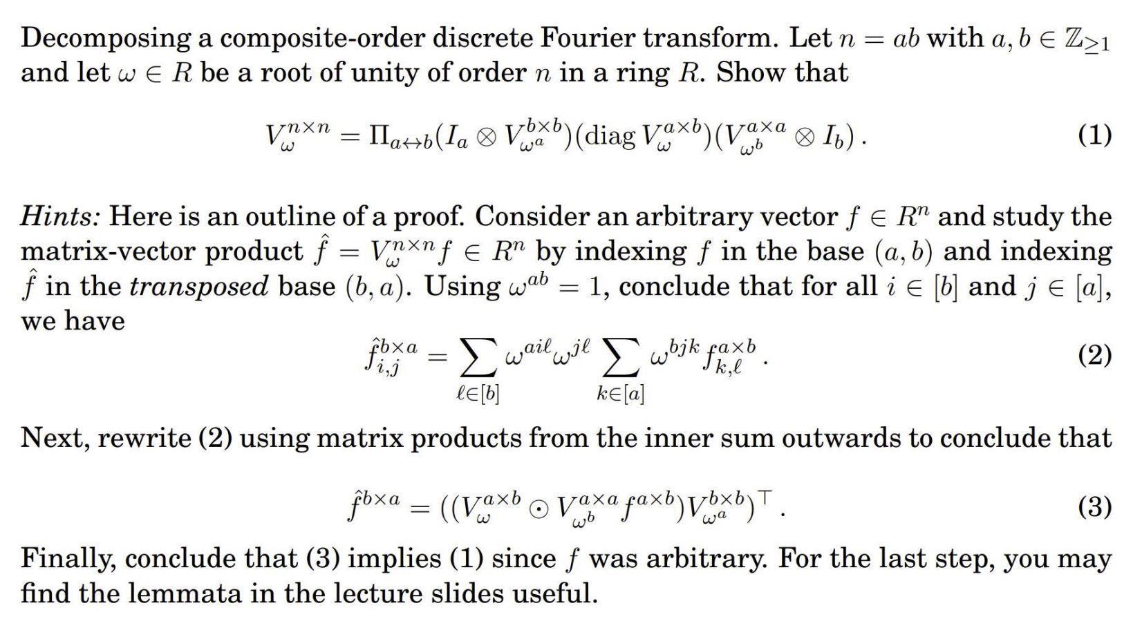 Solved Decomposing A Composite Order Discrete Fourier