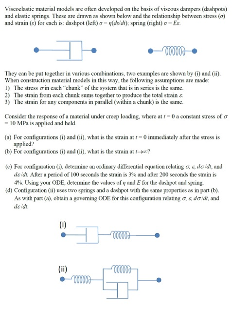 Solved Viscoelastic material models are often developed on | Chegg.com