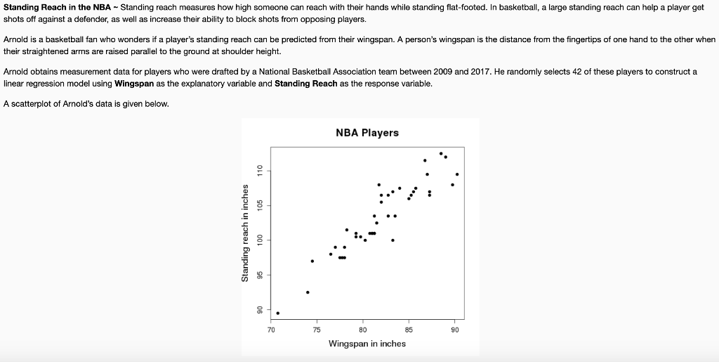 Solved Standing Reach in the NBA - Standing reach measures | Chegg.com