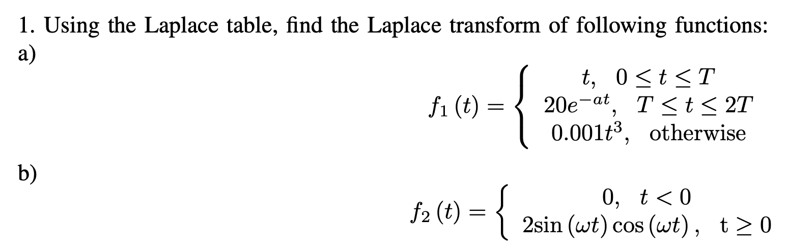 Solved 1. Using the Laplace table, find the Laplace | Chegg.com