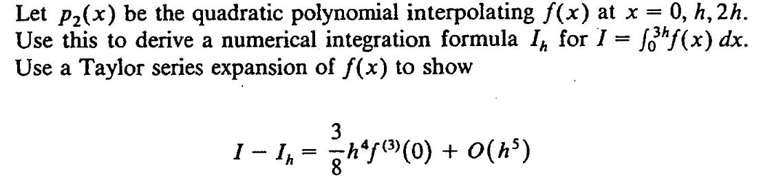 Solved Let p2(x) be the quadratic polynomial interpolating | Chegg.com