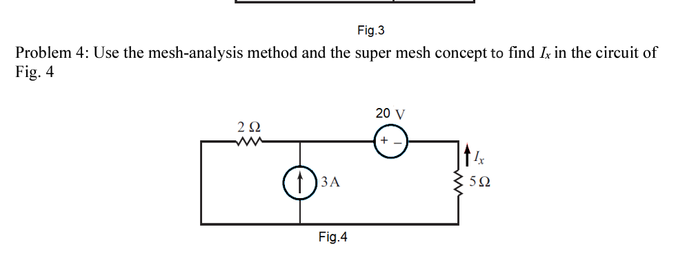 Solved Fig. 3 Problem 4: Use the mesh-analysis method and | Chegg.com