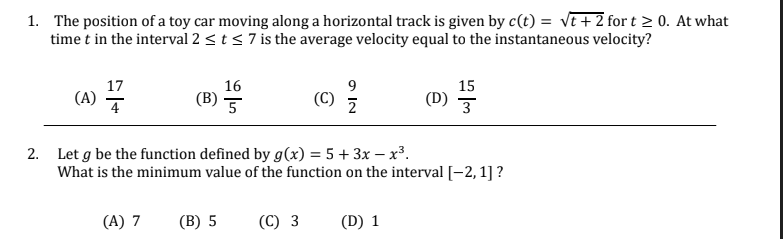 Solved 1. The position of a toy car moving along a | Chegg.com