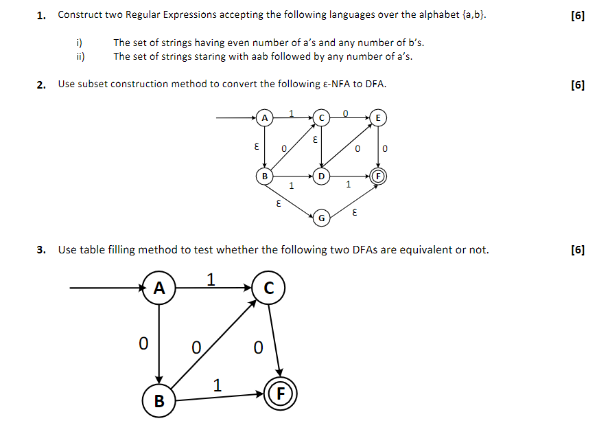 Solved 1. Construct two Regular Expressions accepting the | Chegg.com