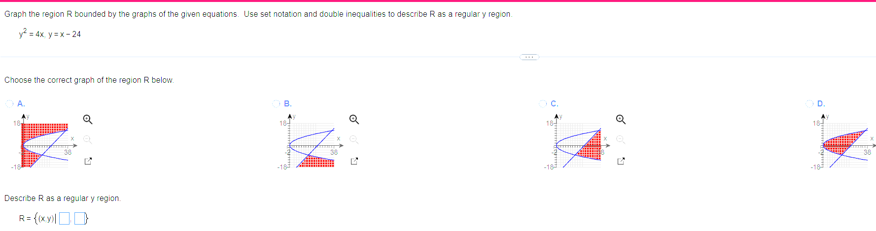 Solved Graph the region R bounded by the graphs of the given | Chegg.com