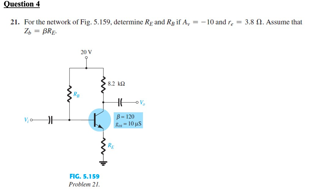 Solved 18. For the network of Fig. 5.157: a. Determine re. | Chegg.com