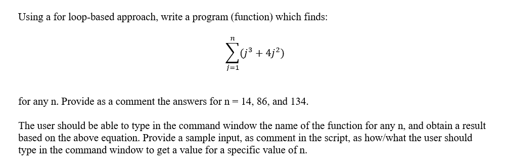 Solved Using a for loop-based approach, write a program | Chegg.com