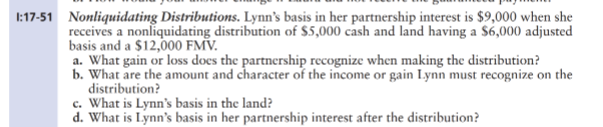 Solved Nonliquidating Distributions. Lynn's basis in her | Chegg.com