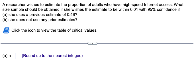 Solved A researcher wishes to estimate the proportion of | Chegg.com