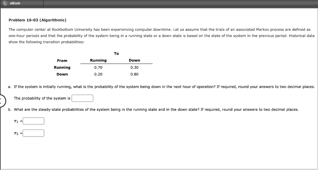Solved eBook Problem 16-03 (Algorithmic) The computer center | Chegg.com