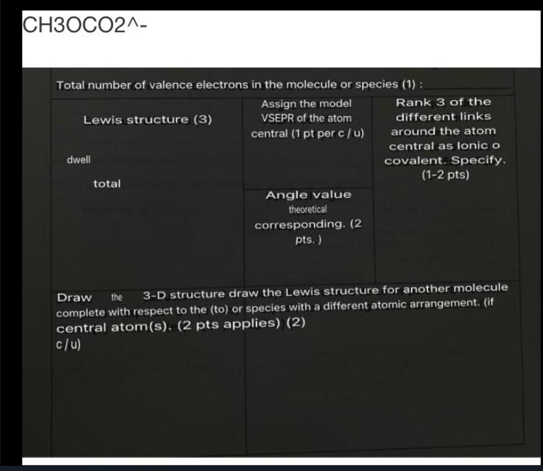 Solved 1) Total number of valence electrons in the | Chegg.com