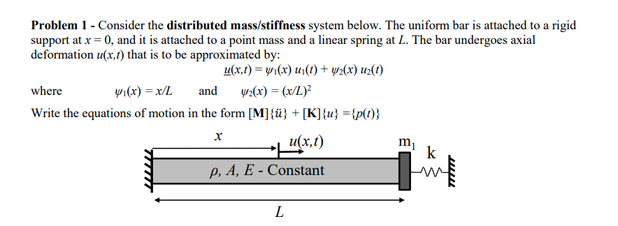 Solved Problem 1 - Consider the distributed mass/stiffness | Chegg.com