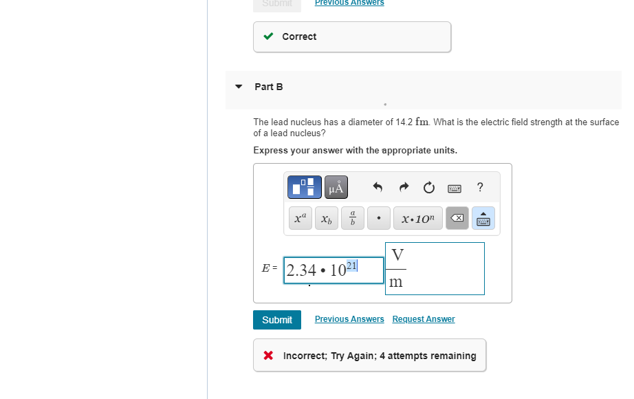 Solved The lead nucleus has a diameter of 14.2 fmfm. What is | Chegg.com