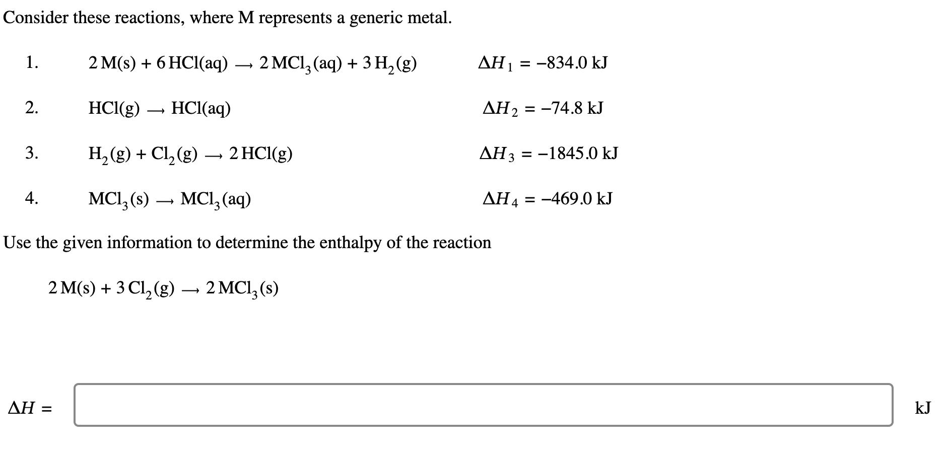 Solved Consider these reactions, where \\( \\mathrm{M} \\) | Chegg.com