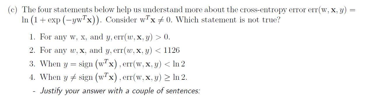 = X (c) The four statements below help us understand | Chegg.com