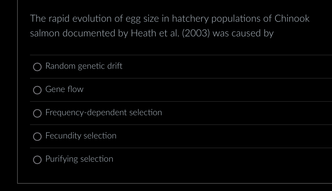 Solved The rapid evolution of egg size in hatchery | Chegg.com