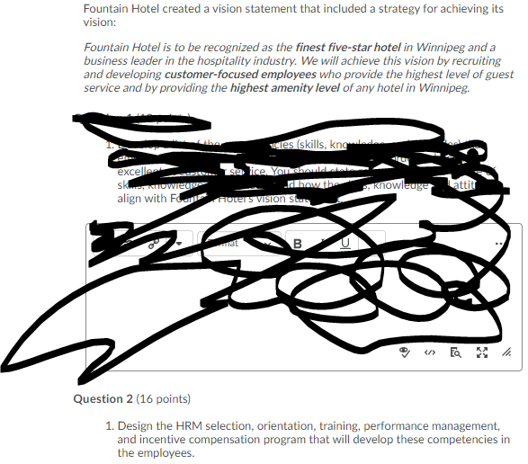 Solved Fountain Hotel created a vision statement that | Chegg.com