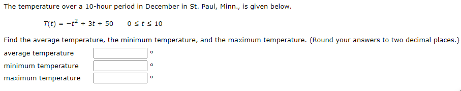 Solved The temperature over a 10-hour period in December in | Chegg.com