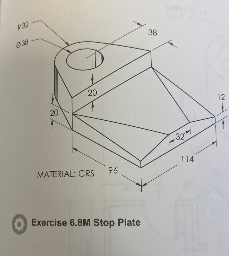 Solved Exercise 6.8M Stop Plate AutoCad, what is the front, | Chegg.com