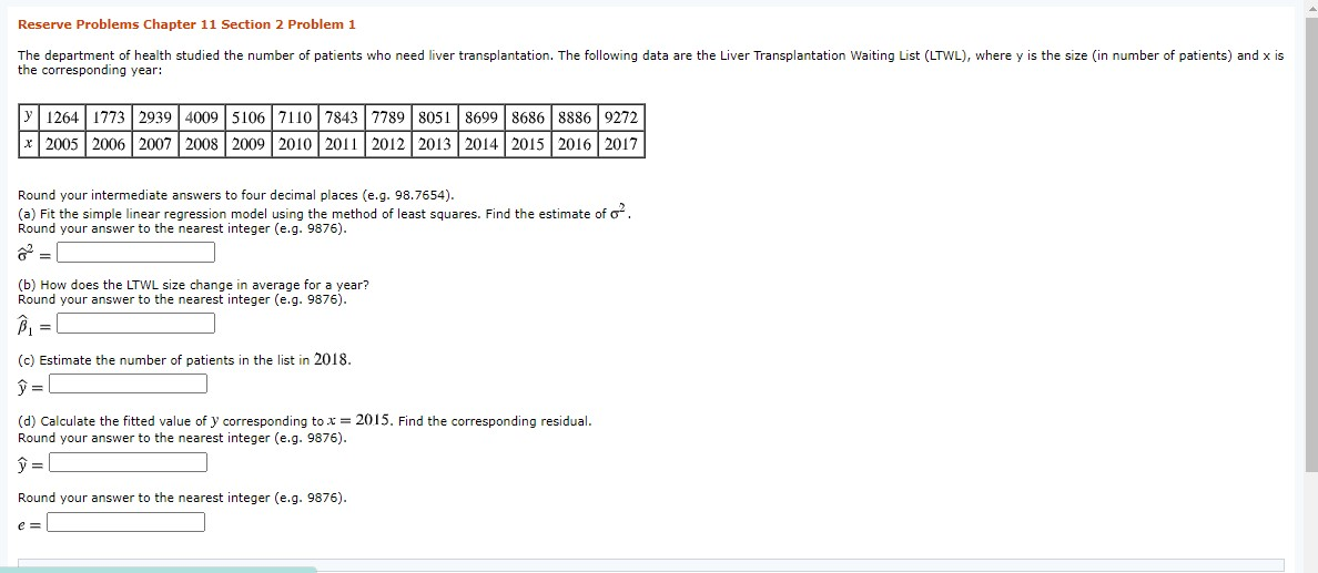 Solved Reserve Problems Chapter 11 Section 2 Problem 1 The | Chegg.com