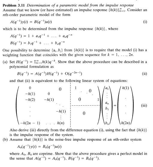 Problem 3.11 Determination of a parametric model from | Chegg.com