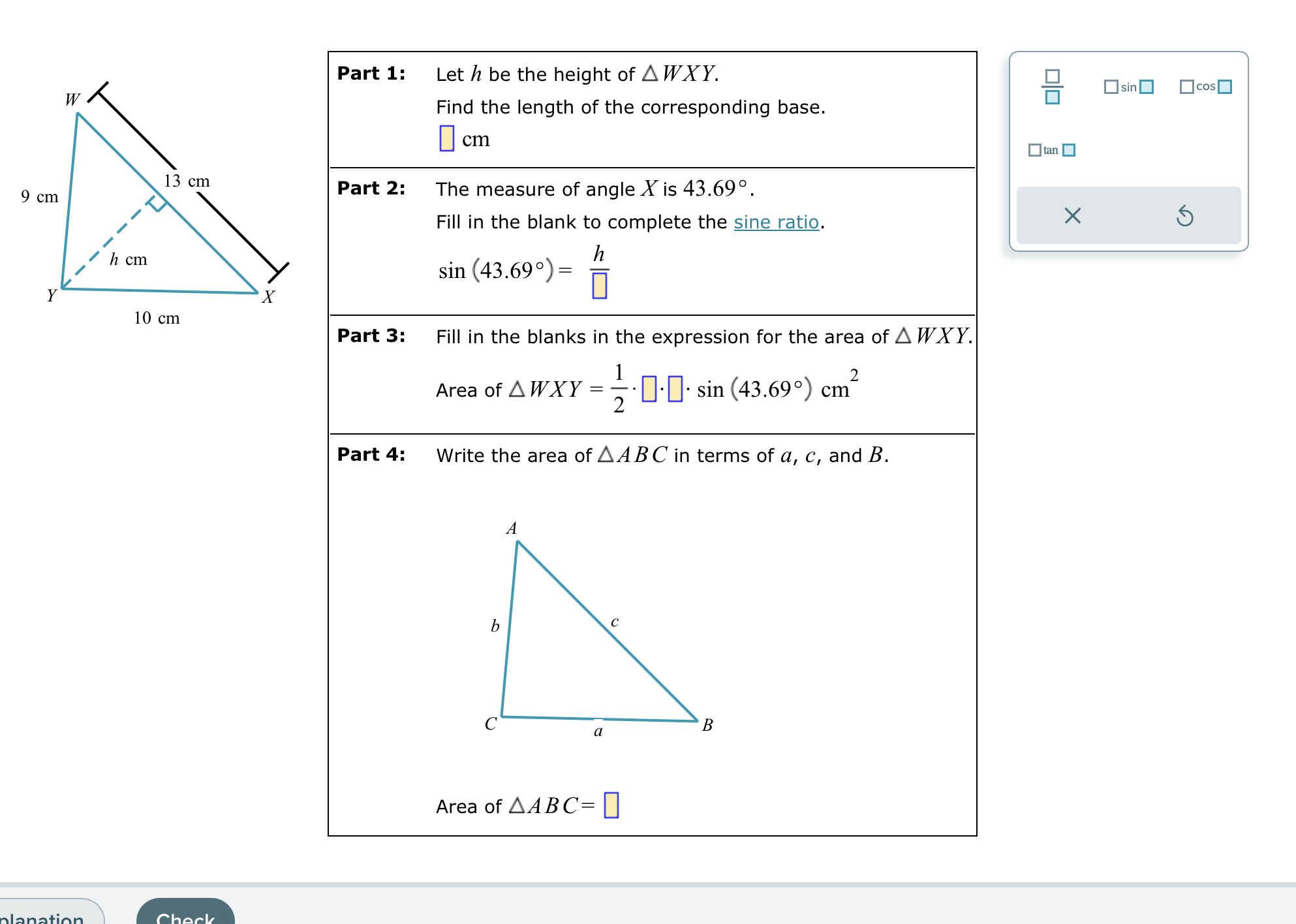 Solved Let h be the height of WXY. Find the length of the | Chegg.com