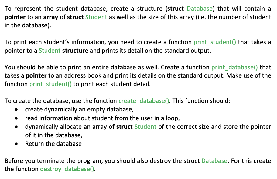Solved Your task is to create student database. The header | Chegg.com