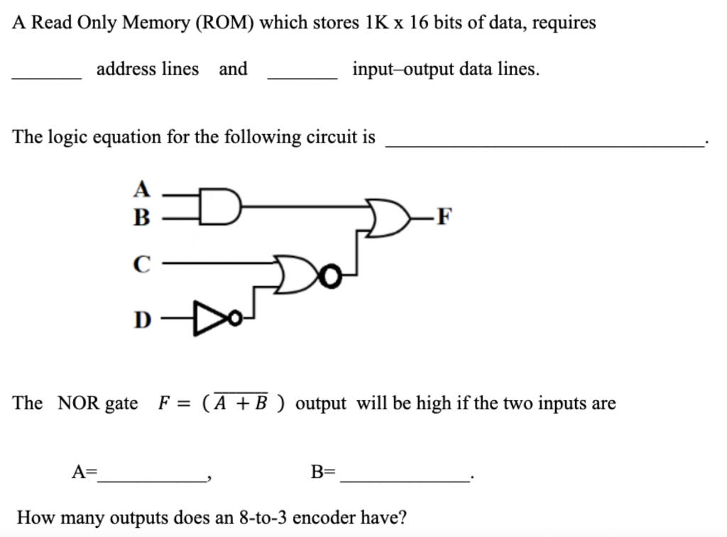 Solved A Read Only Memory (ROM) which stores 1K x 16 bits of | Chegg.com