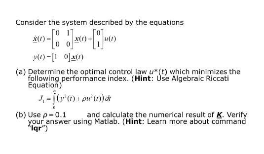 Consider the system described by the equations | Chegg.com